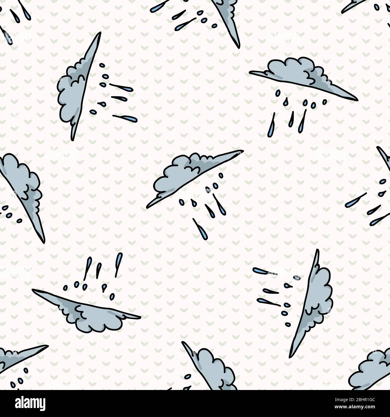 Cute cartoon storm cloud with rain seamless vector pattern. Cloudy sky ...