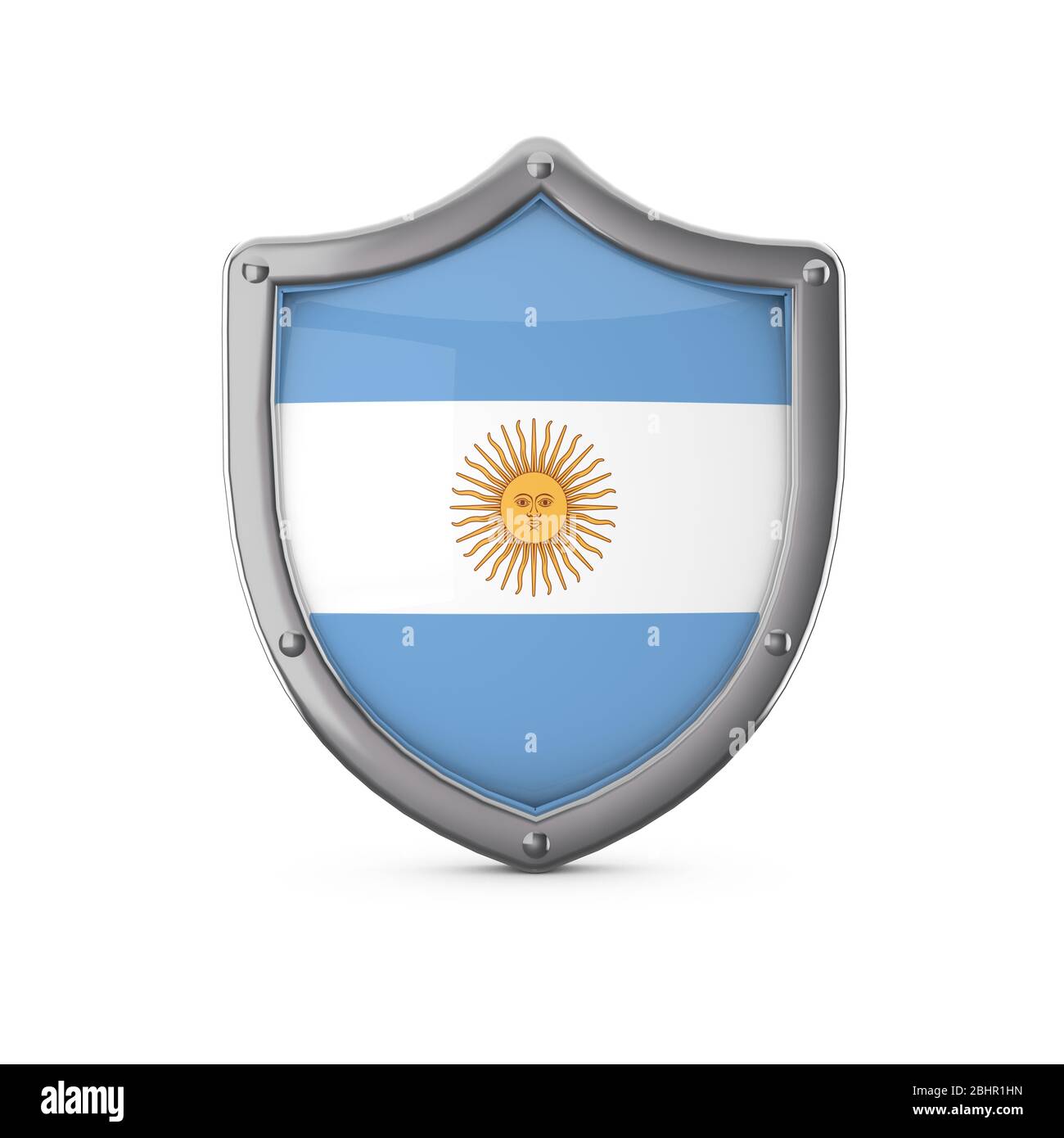 Argentina security concept. Metal shield shape with national flag Stock ...