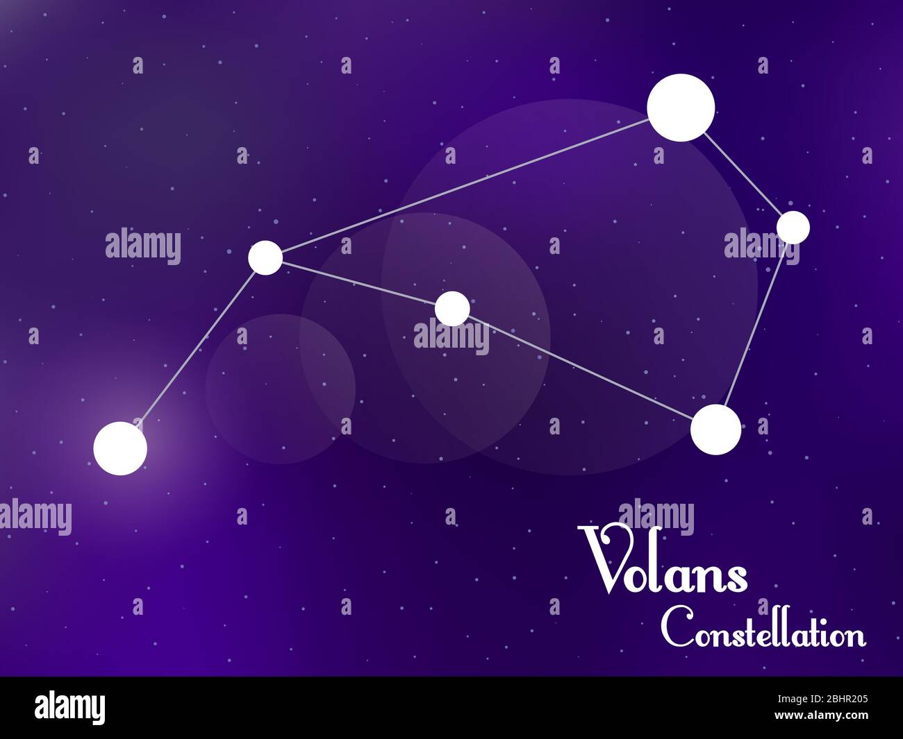 Volans constellation. Starry night sky. Cluster of stars, galaxy. Deep space. Vector ...