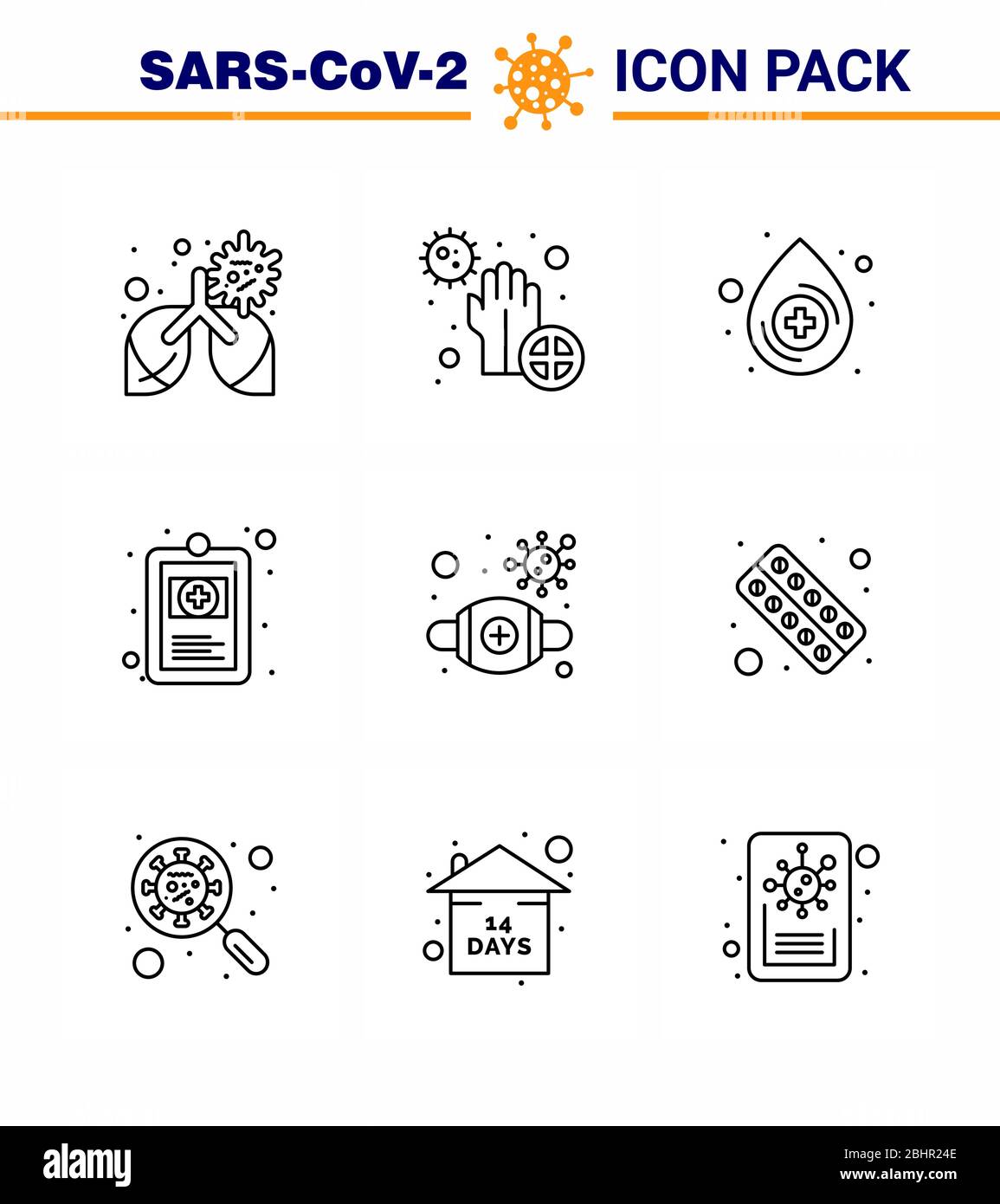 9 Line viral Virus corona icon pack such as mask, illness, bacteria ...