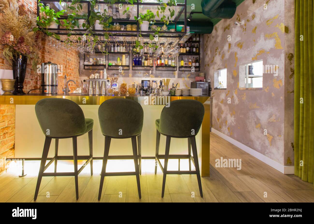 Coffee cafe shop in a loft style in urban cafe with open bar Stock ...