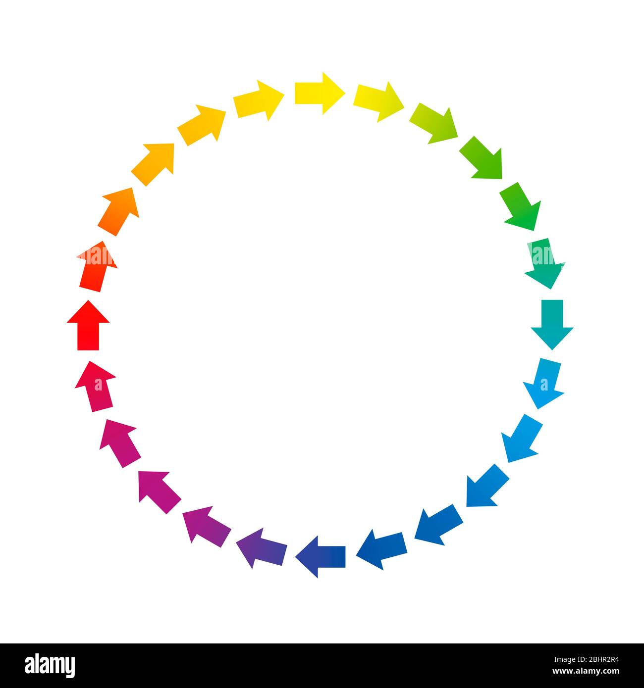 Arrows circle. Circuit symbol with rainbow gradient colored arrows ...