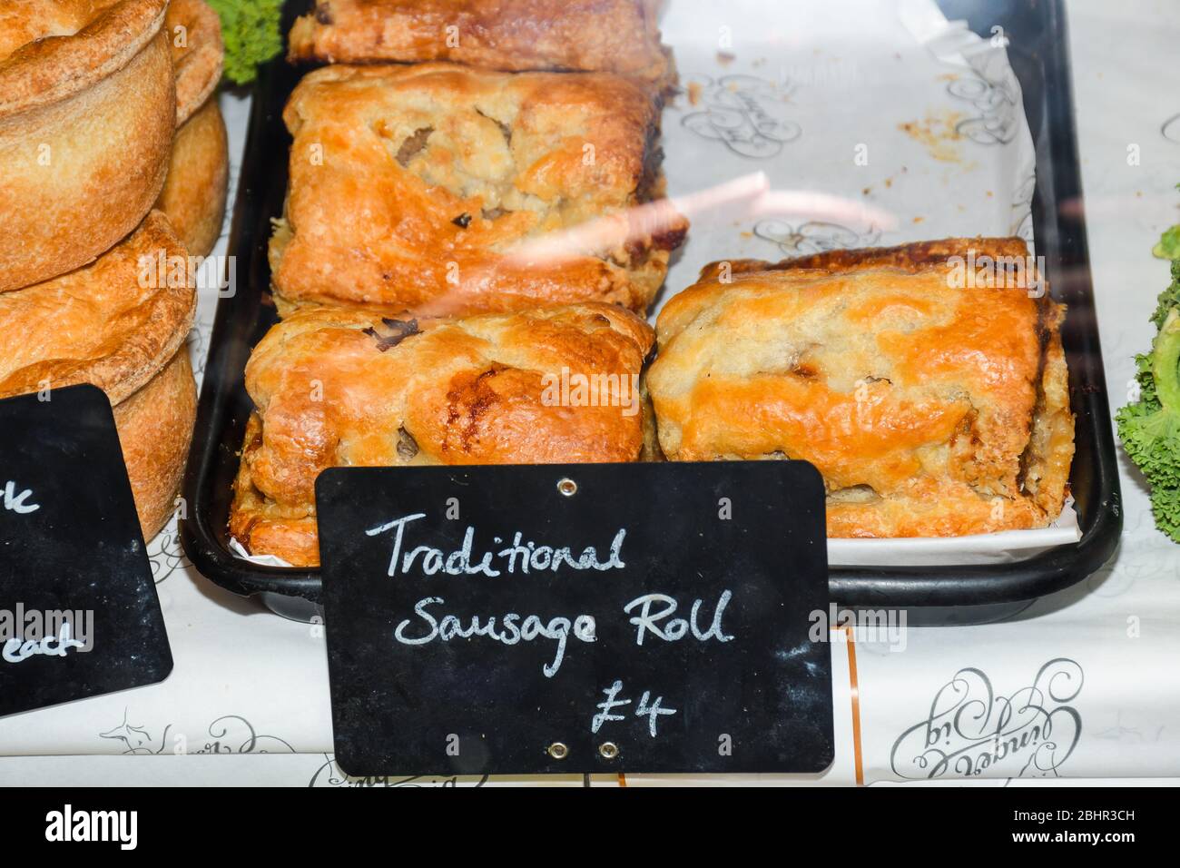 Traditional British puff pastry items, displayed in a bakery or pastry ...