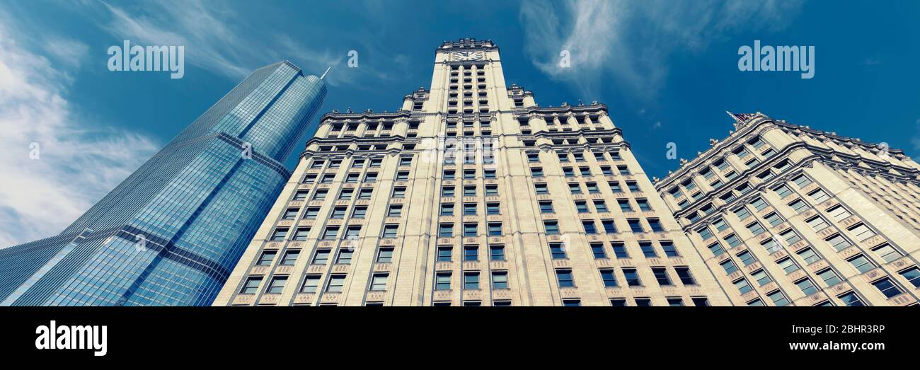 View of famous building in blue sky, Chicago, USA Stock Photo - Alamy