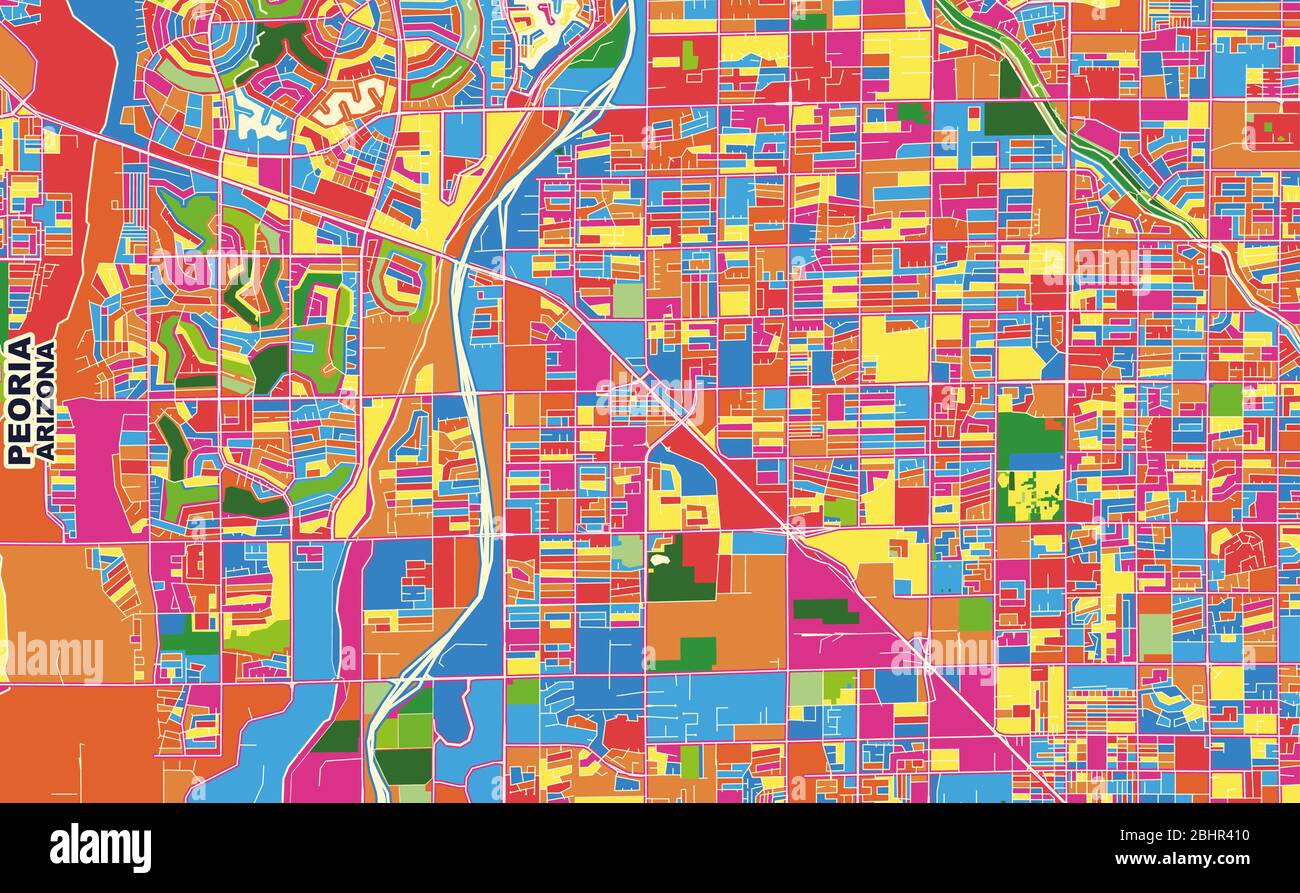Colorful vector map of Peoria, Arizona, USA. Art Map template for ...