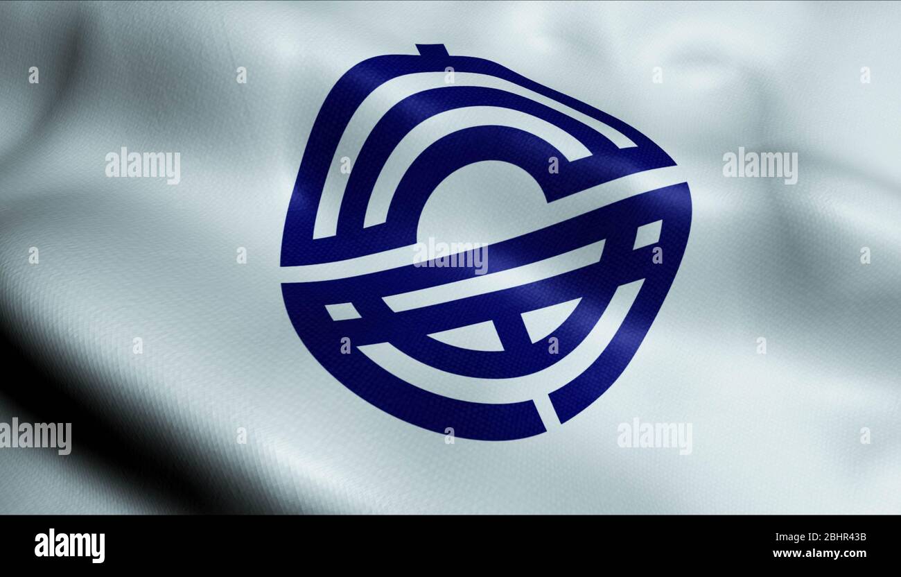 3D Illustration of a waving flag of Shiraoka (Japan country Stock Photo ...