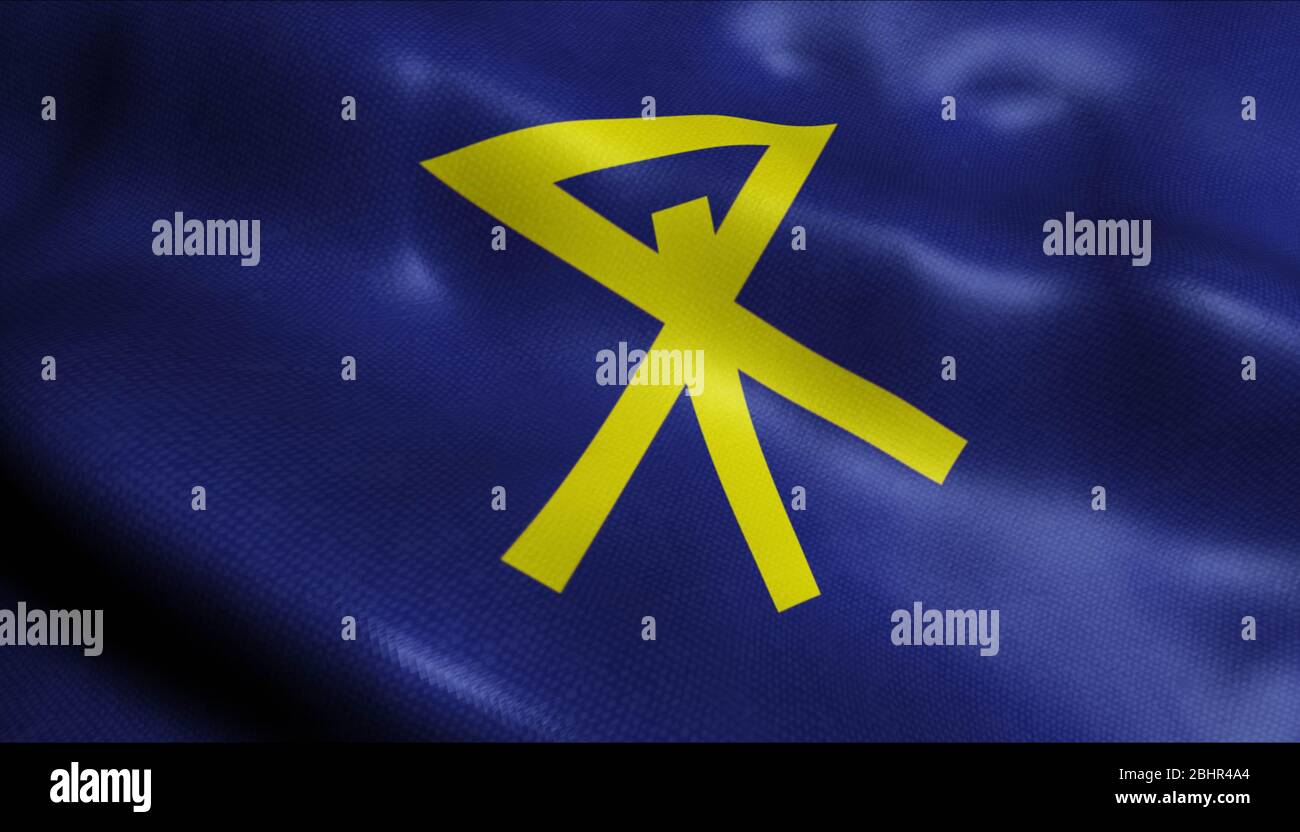 3D Illustration of a waving flag of Osaka (Japan country Stock Photo ...