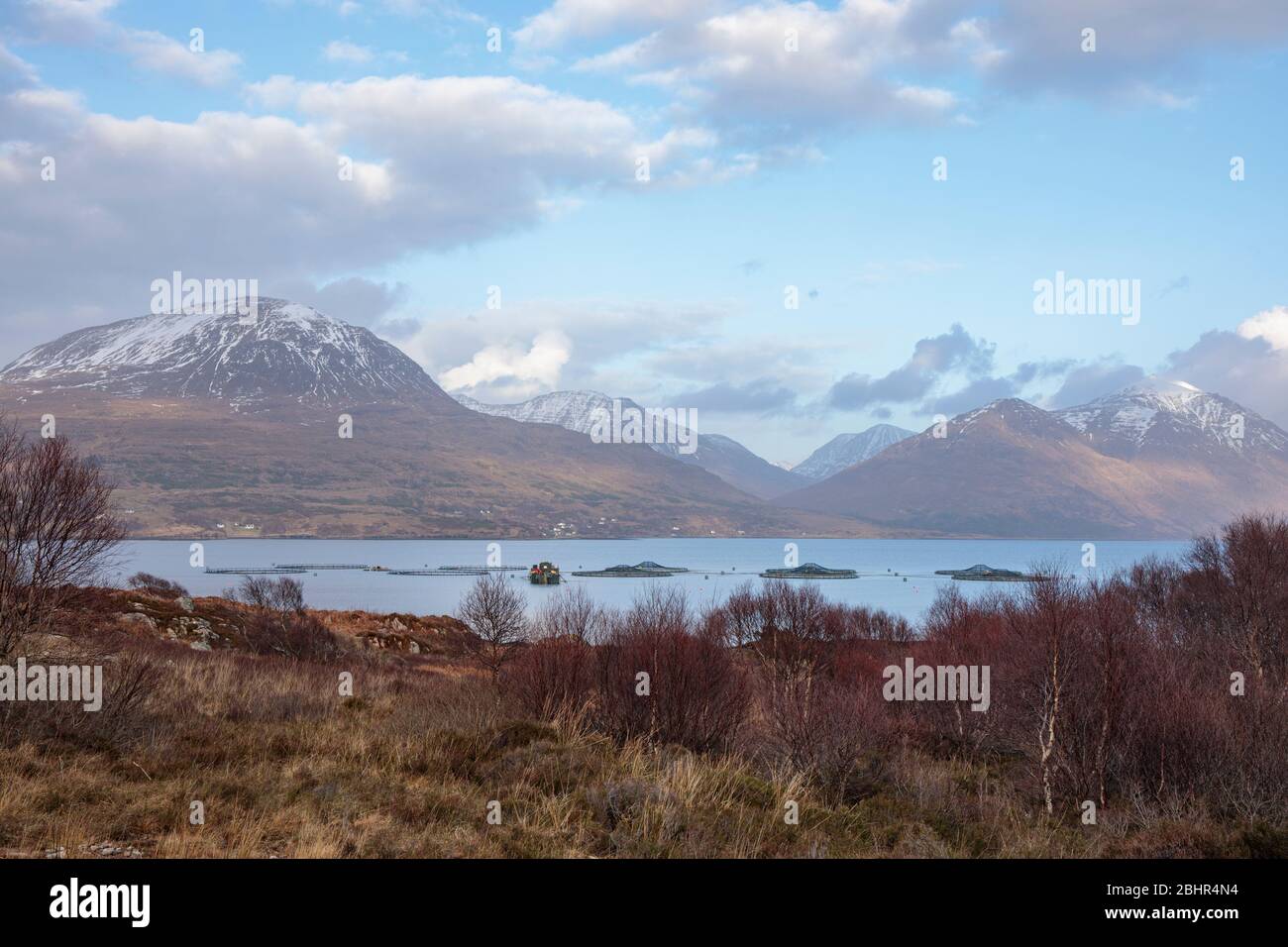 Salmon farms in Loch Torridon, Torridon, Scotland Stock Photo - Alamy