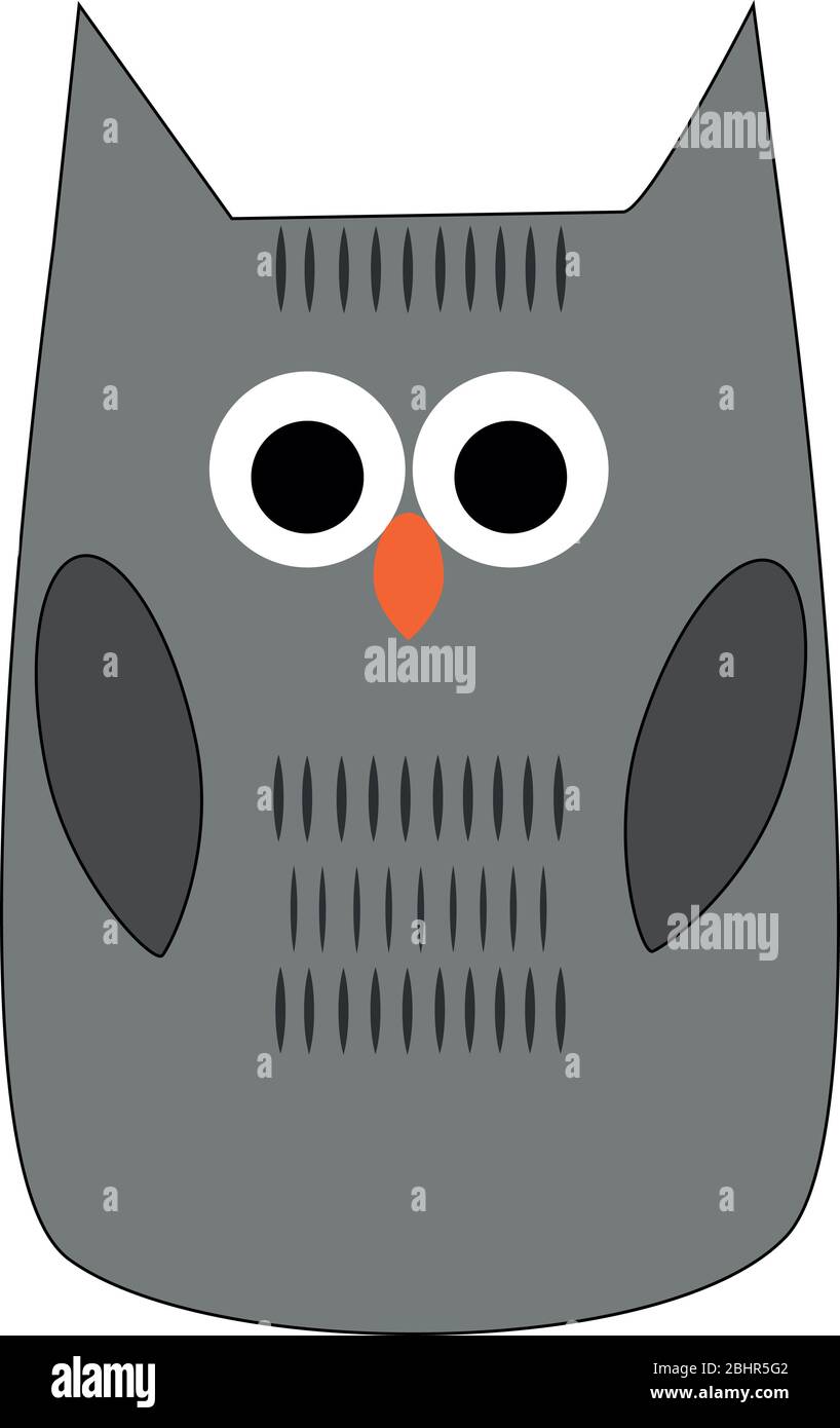 Simplified drawing of a gray owl as a symbol of wisdom Stock Photo - Alamy