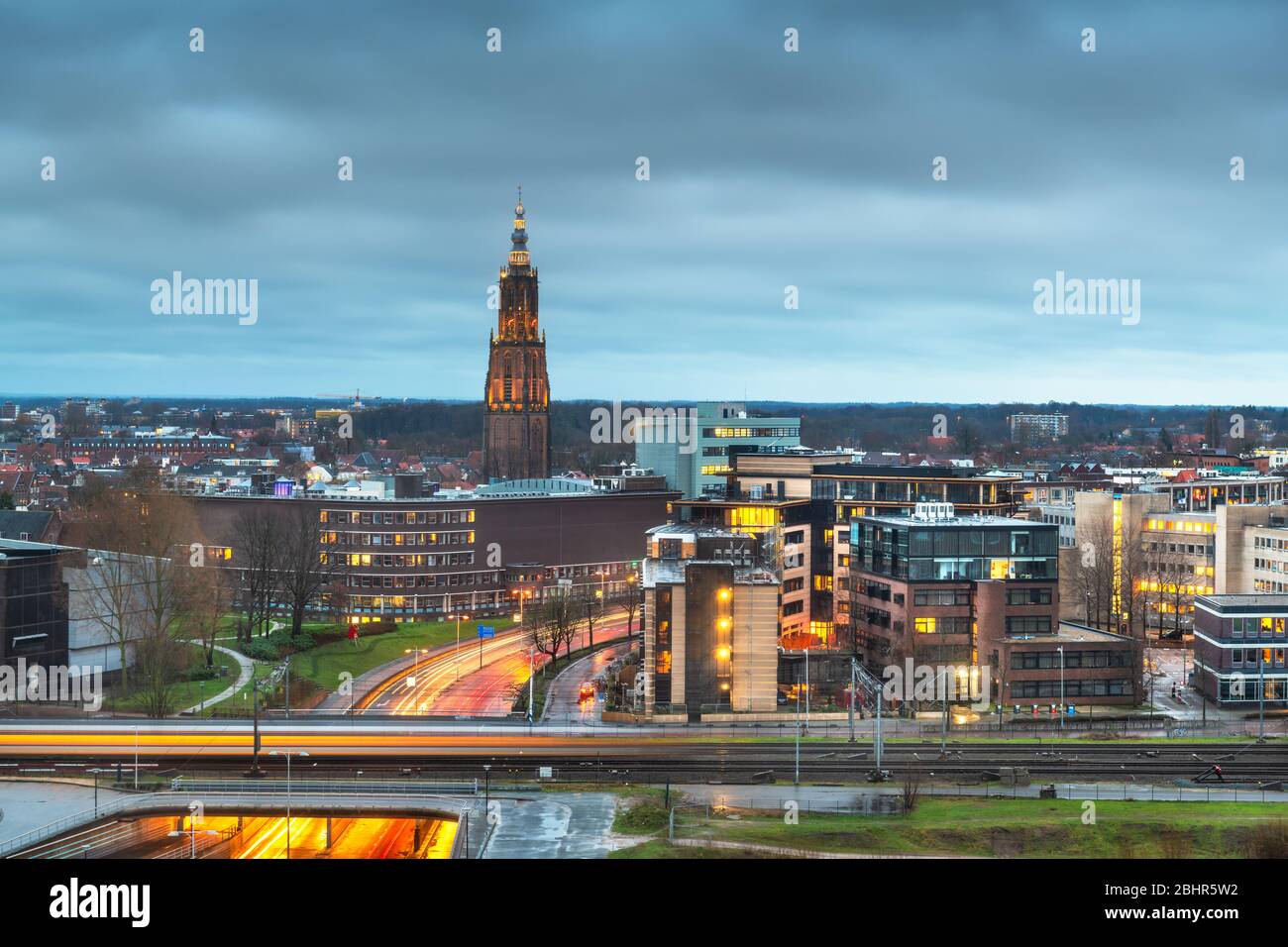 Amsterdam, Netherlands town cityscape over the Old Centre District with ...