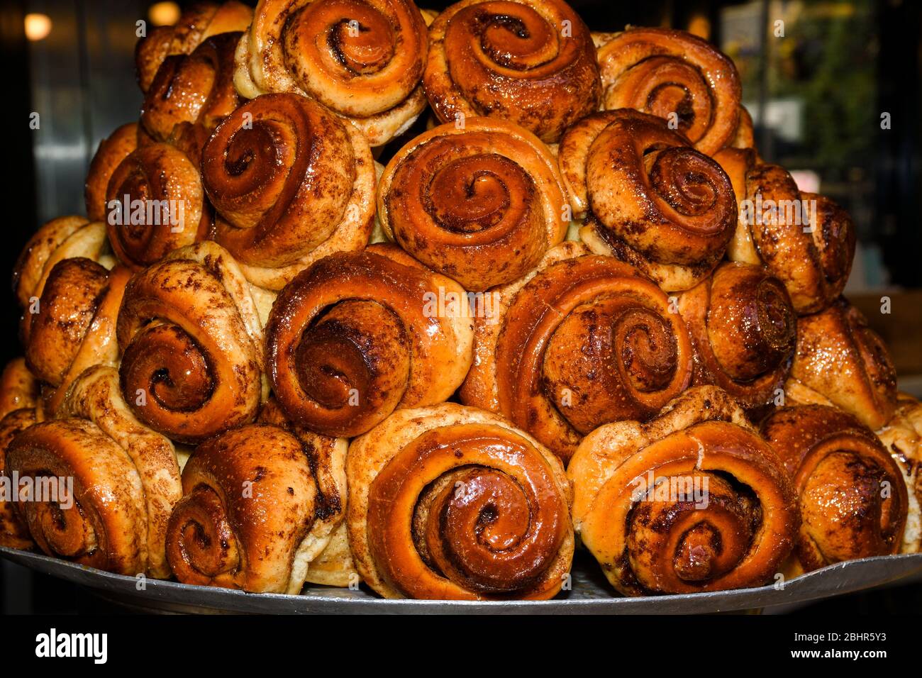 Traditional British pastry specialties for sale at the market Stock ...