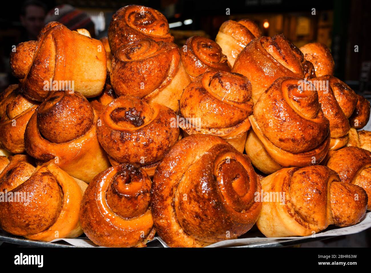 Traditional British pastry specialties for sale at the market Stock ...