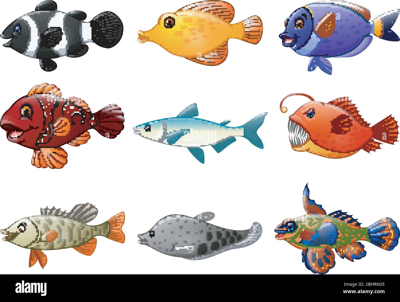 fish cartoon set Stock Vector Image & Art - Alamy