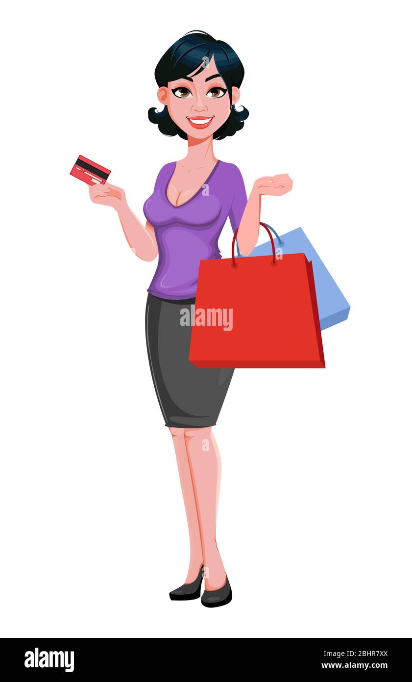 Young beautiful business woman goes shopping. Cute businesswoman ...