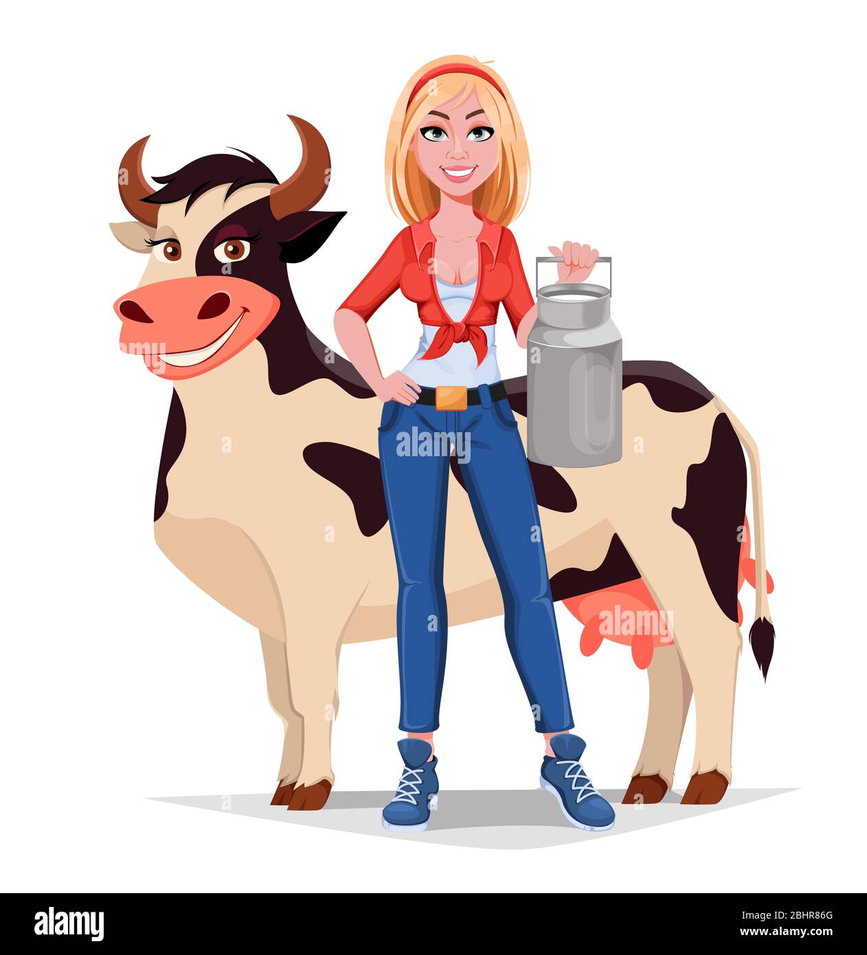 Happy woman stands near Stock Vector Images - Alamy