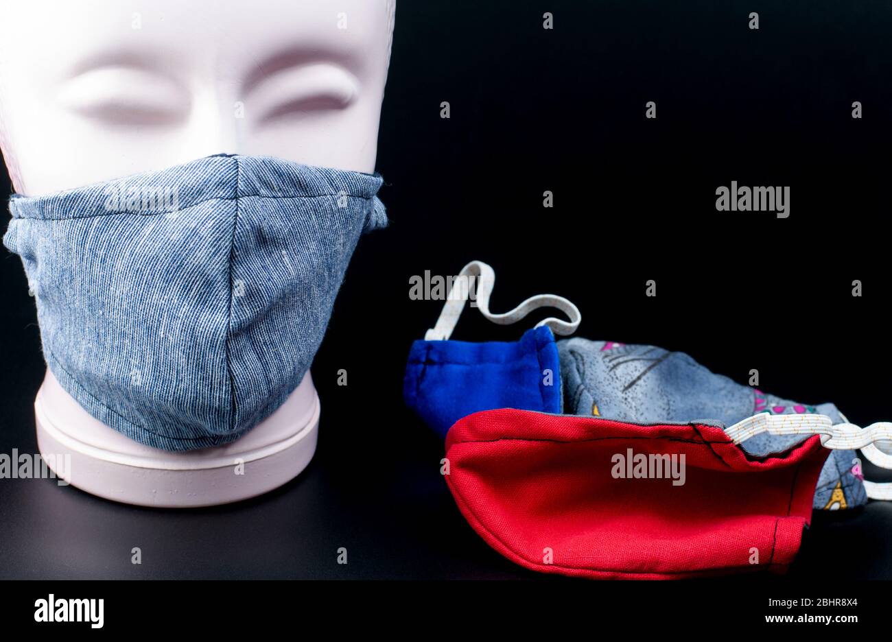 handmade face masks, community masks, made of different textiles during ...