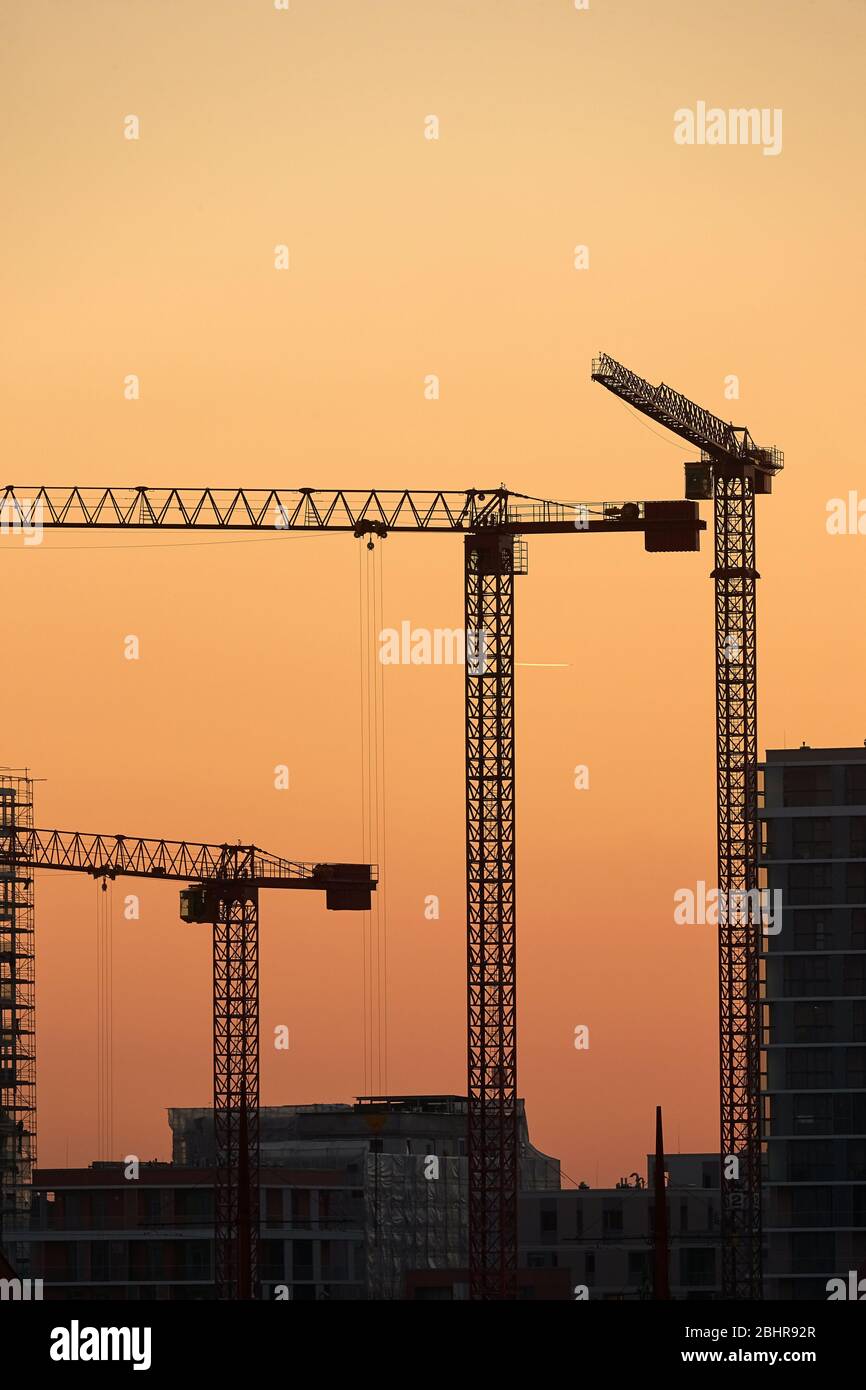 Tall Construction Cranes Stock Photo - Alamy
