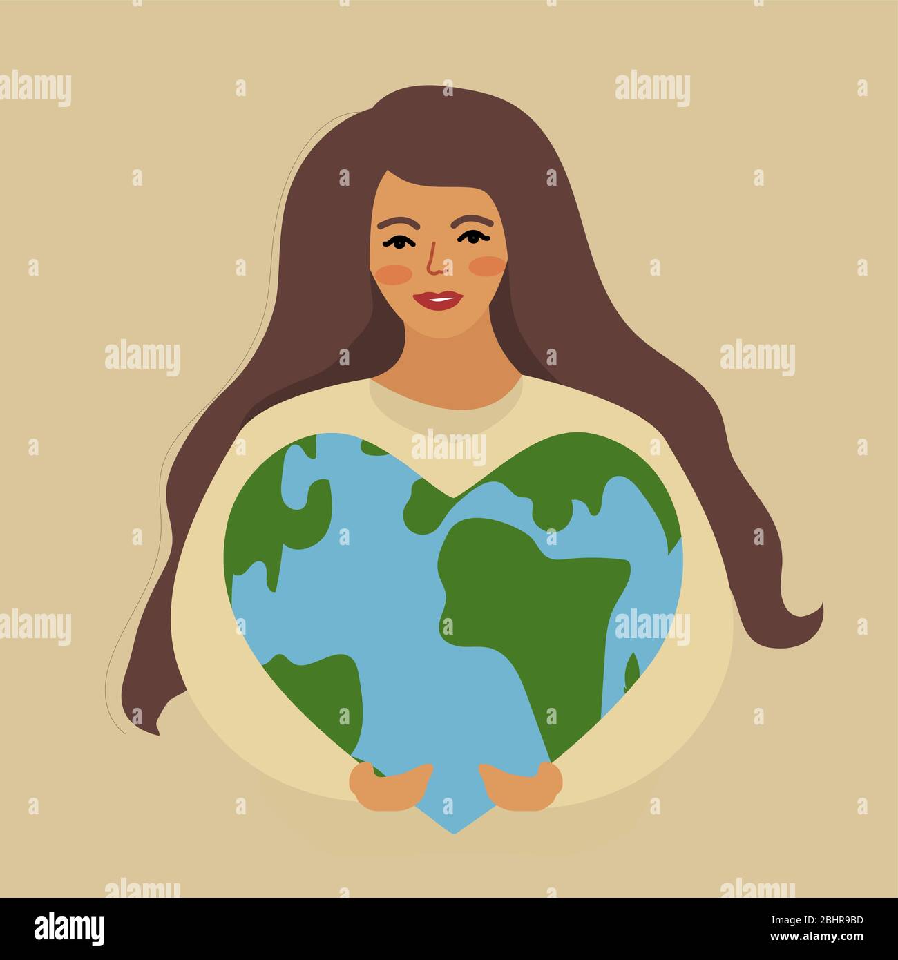 World Environment Day and Earth Day, girl holding a heart shaped planet ...