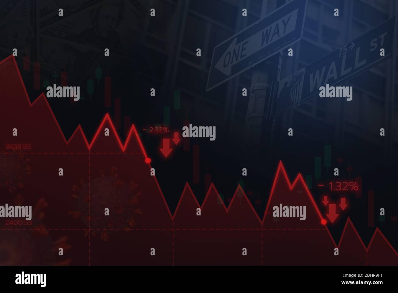 Abstract financial chart with downtrend line graph in the stock market ...