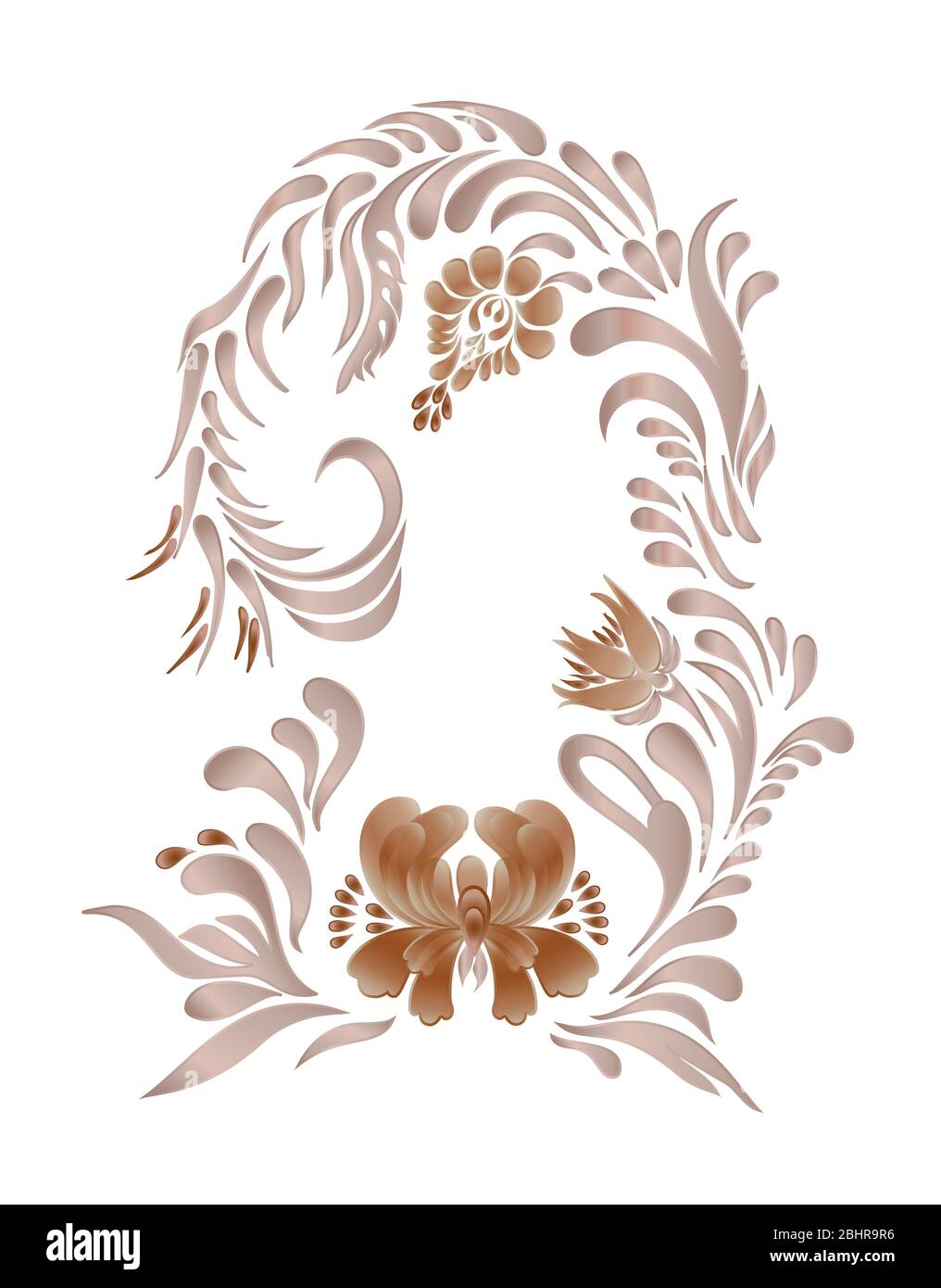 Brown floral pattern with vintage flowers. Brown floral ornament Stock ...