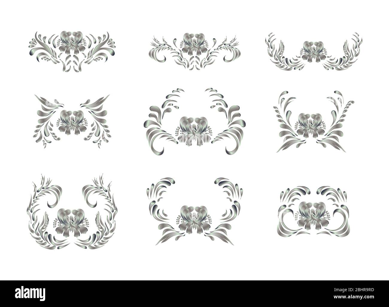 Silver texture. Silver flower on white background Stock Photo - Alamy