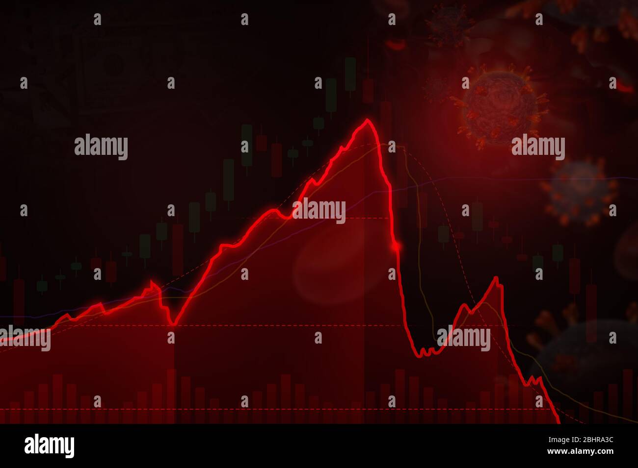 Abstract financial chart with downtrend line graph in the stock market ...