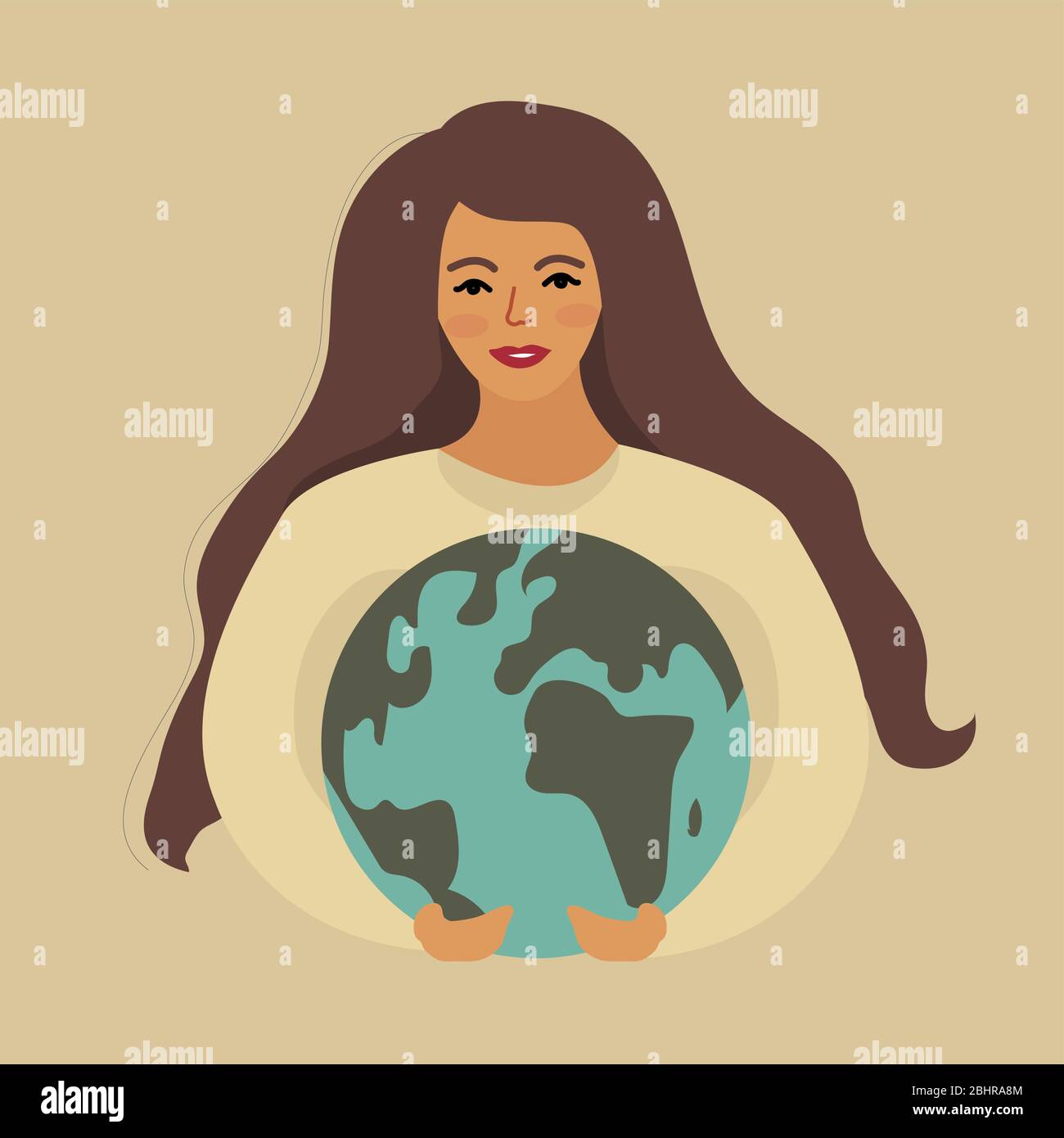 World Environment Day and Earth Day, girl holding planet. Protecting ...
