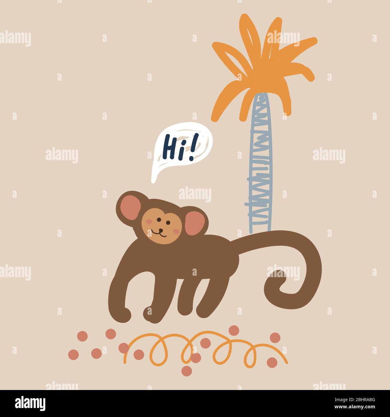 Cute cartoon monkey vector childish illustration Stock Vector Image ...