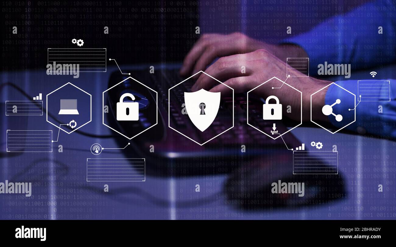 Hacker attack and data breach, cyber background with lock Stock Photo ...