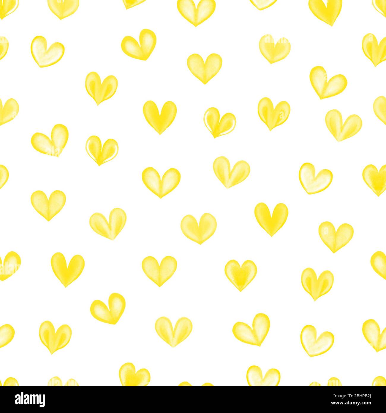 Yellow hearts seamless pattern. Hand drawn illustration Stock Photo - Alamy