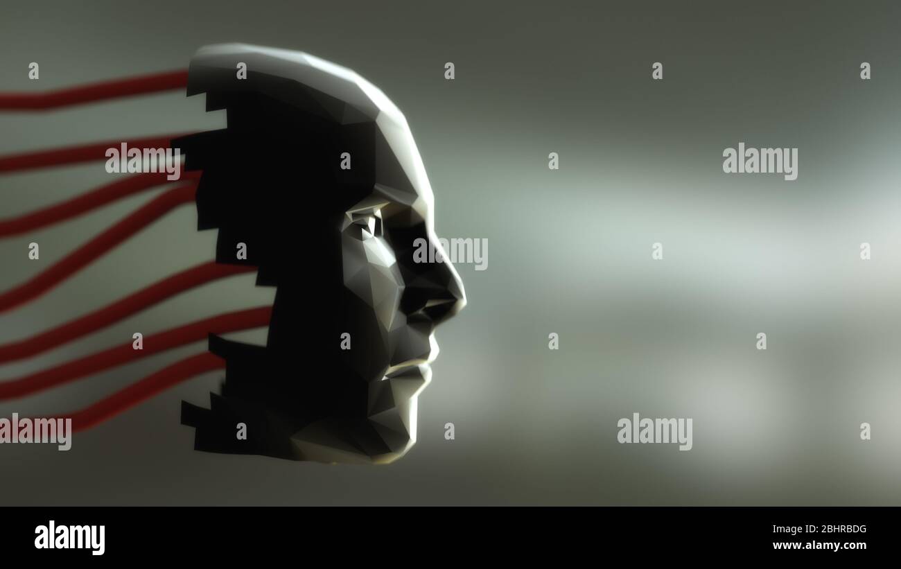 3d render. Head Human shattered portrait Stock Photo - Alamy