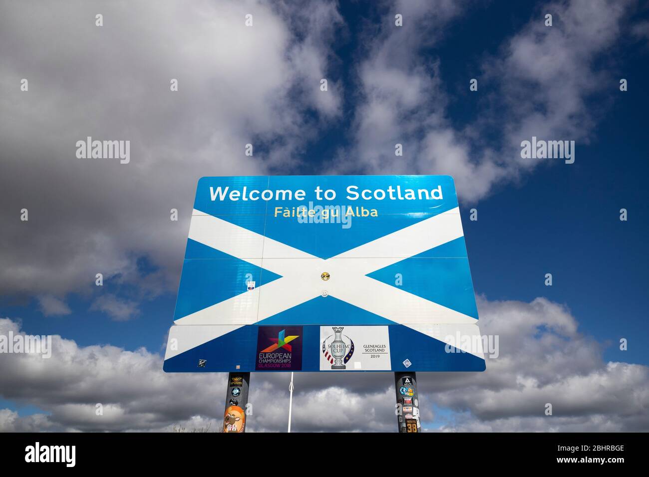 The Scotland-England border on the A68 near Jedburgh in the Scottish ...