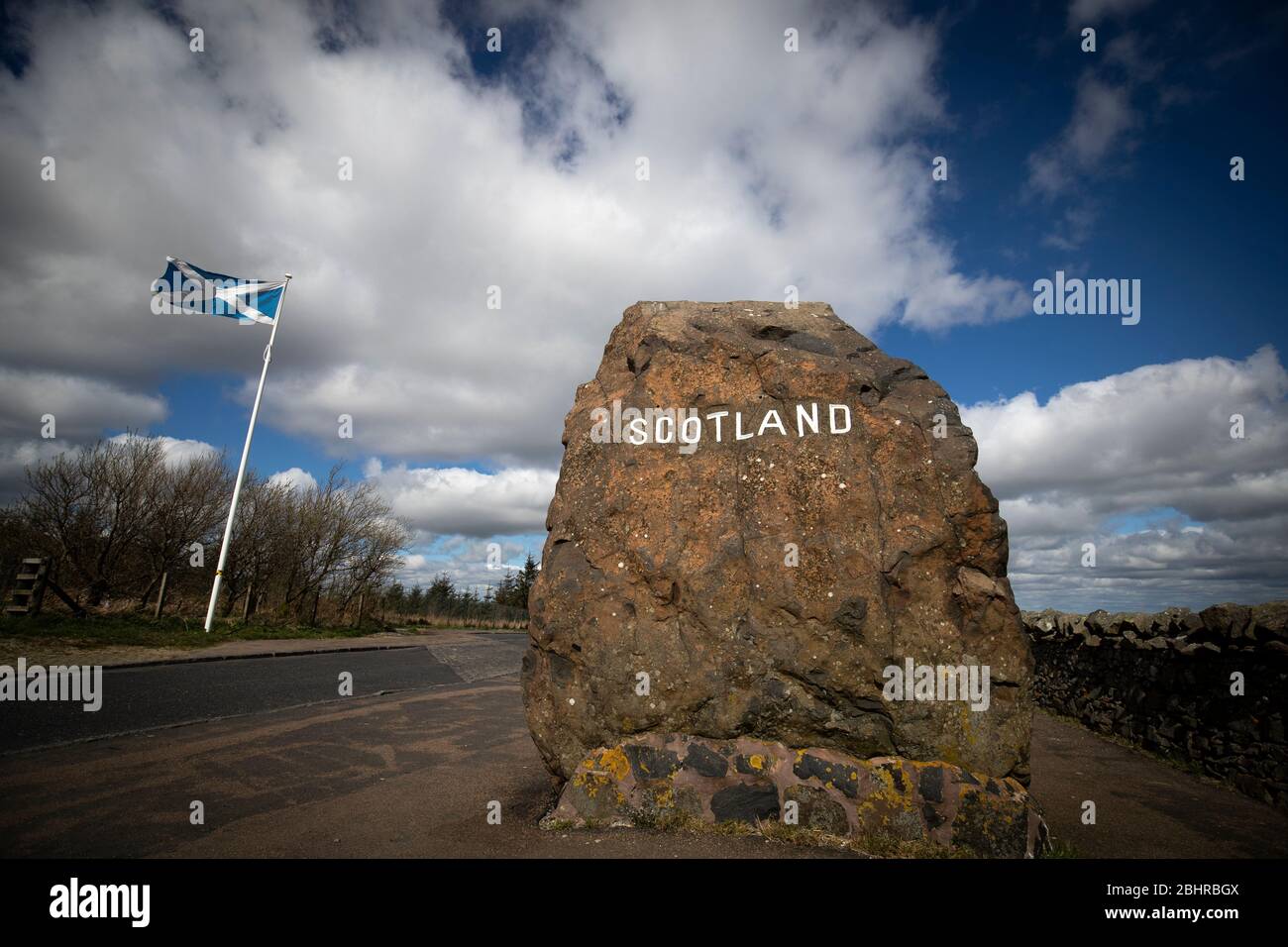 The Scotland-England border on the A68 near Jedburgh in the Scottish ...