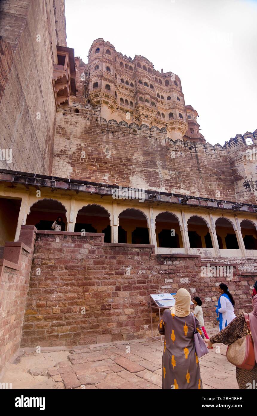 JODHPUR, INDIA – DEC. 02, 2019: Exterior view of famous Mehrangarh Fort ...