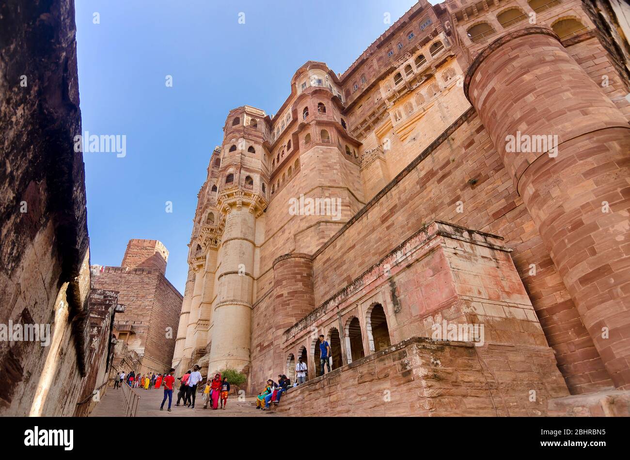 JODHPUR, INDIA – DEC. 02, 2019: Exterior view of famous Mehrangarh Fort ...