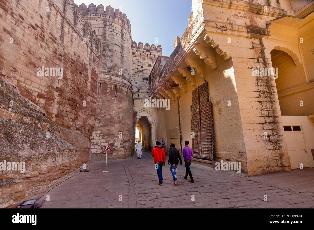 JODHPUR, INDIA – DEC. 02, 2019: Exterior view of famous Mehrangarh Fort ...