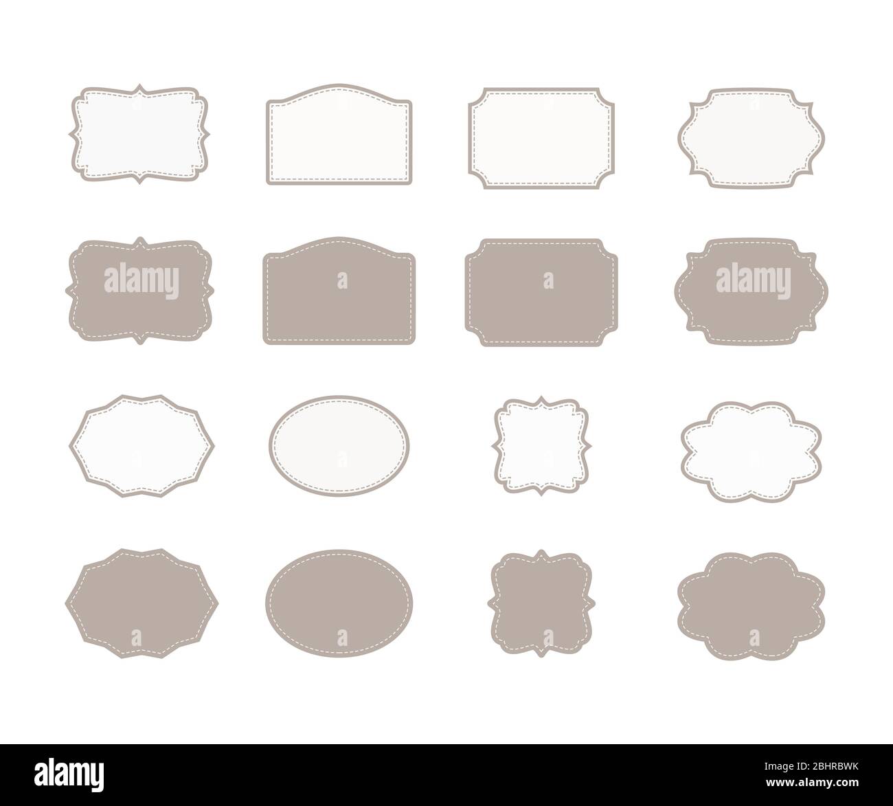 Set of frames decorated with stitching, isolated on white background ...