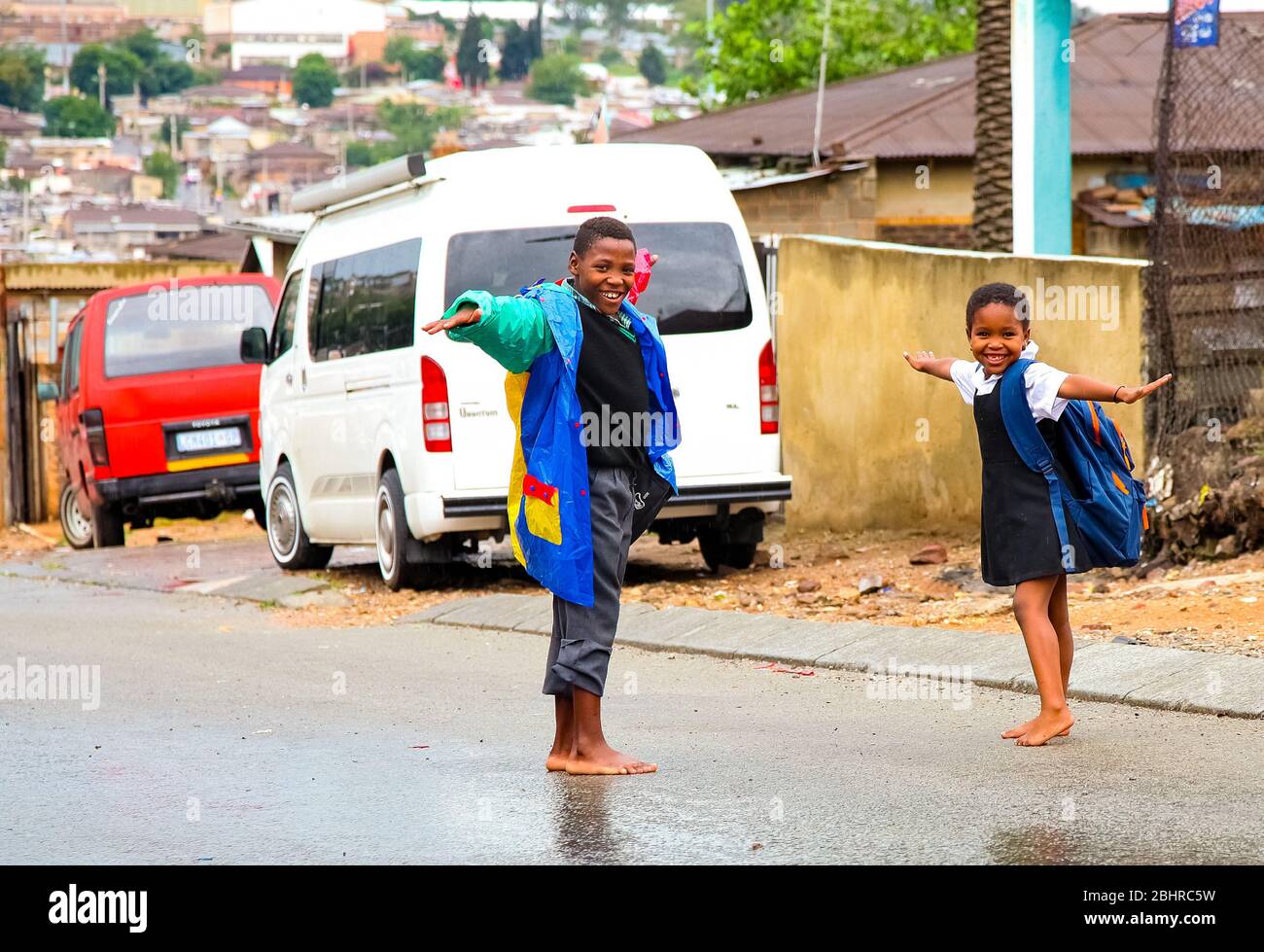 Johannesburg, South Africa - January 17, 2011: African school kids ...