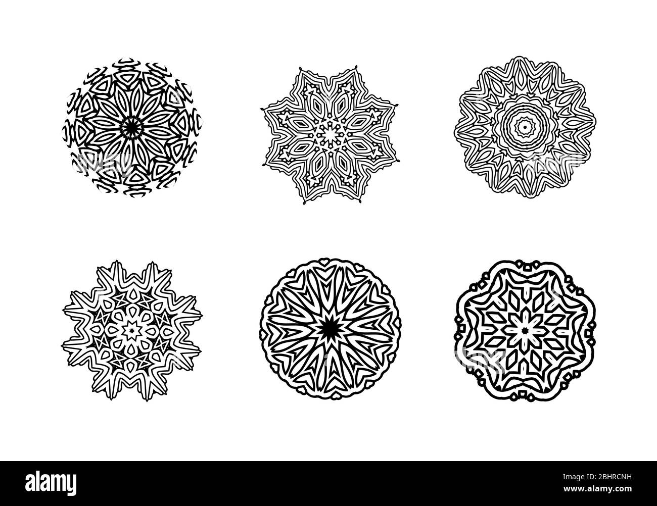 Zentangle art for coloring book. Ethnic fractal mandalas Stock Photo ...