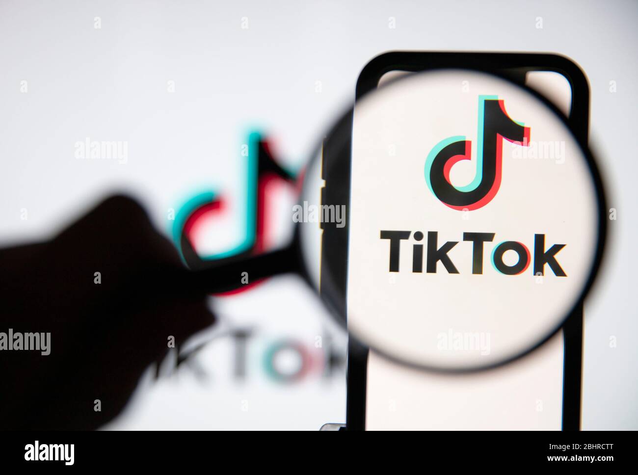 LONDON, UK - April 27 2020: Tik Tok social media app icon under a ...