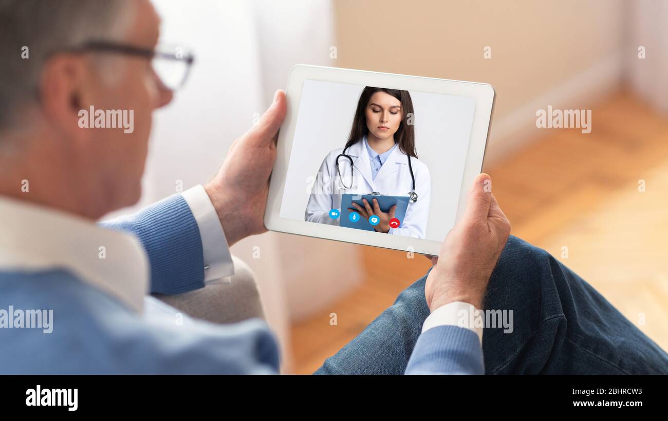 Video call tablet therapy hi-res stock photography and images - Alamy