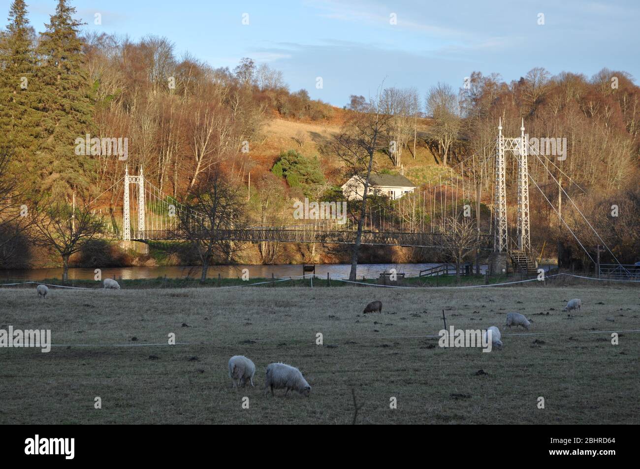 Victoria Bridge, Aberlour, Moray, Scotland, UK. Spanning the River Spey ...