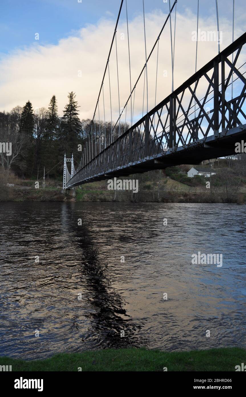 Victoria Bridge, Aberlour, Moray, Scotland, UK. Spanning the River Spey ...