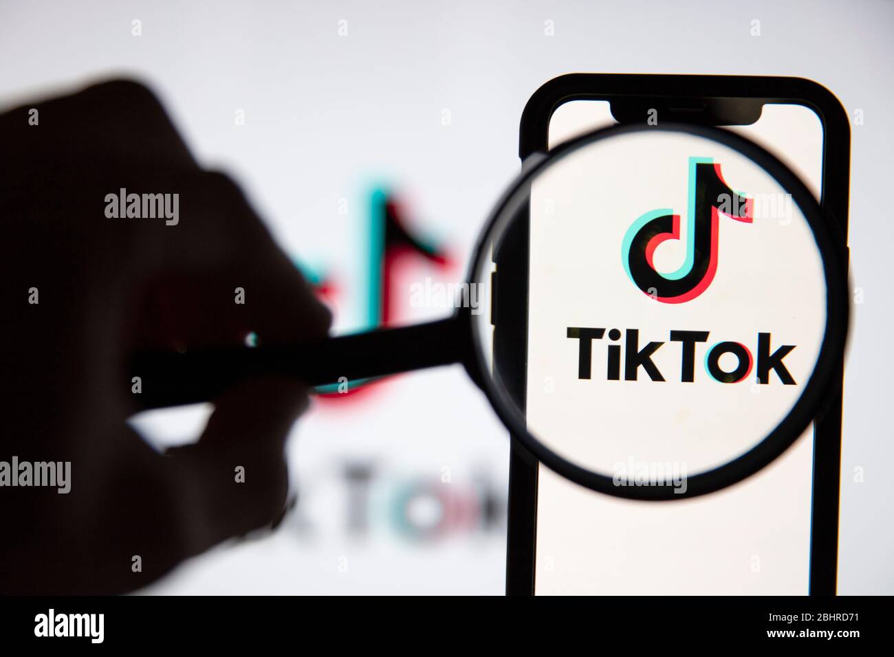 LONDON, UK - April 27 2020: Tik Tok social media app icon under a ...