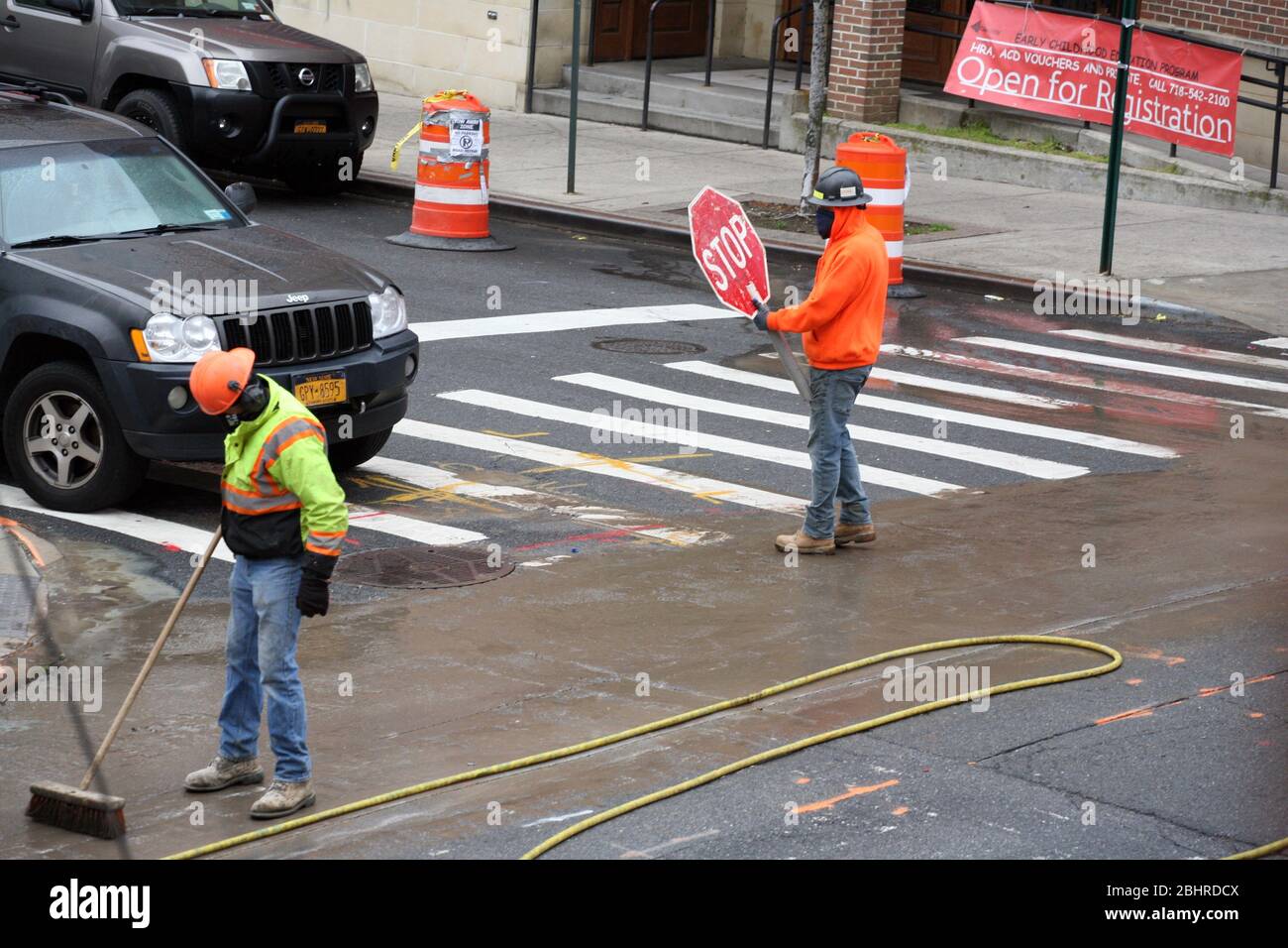 Public Utility Workers on Road Repairs Duty, New York,NY, USA Stock ...