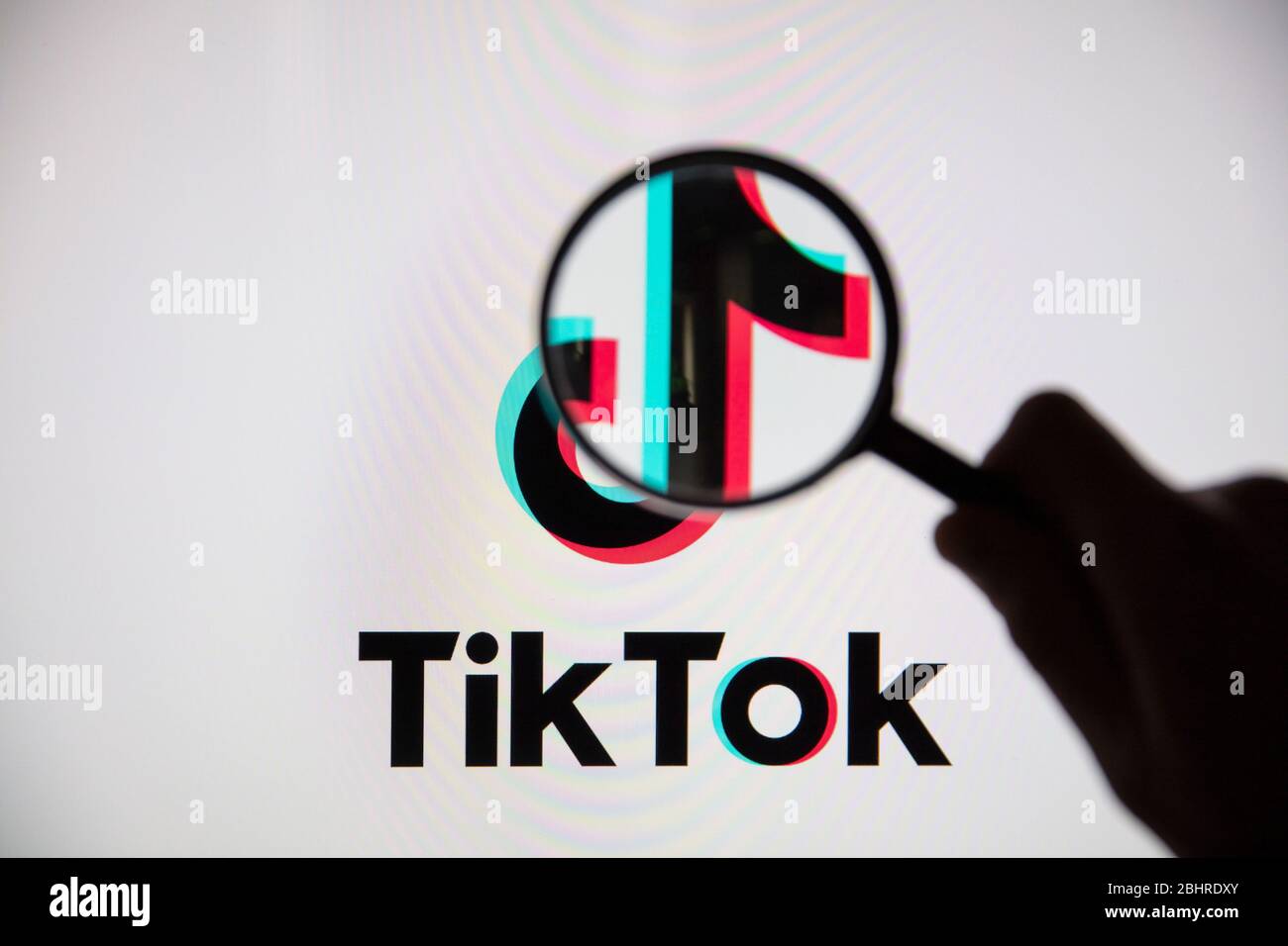LONDON, UK - April 27 2020: Tik Tok social media app icon under ...