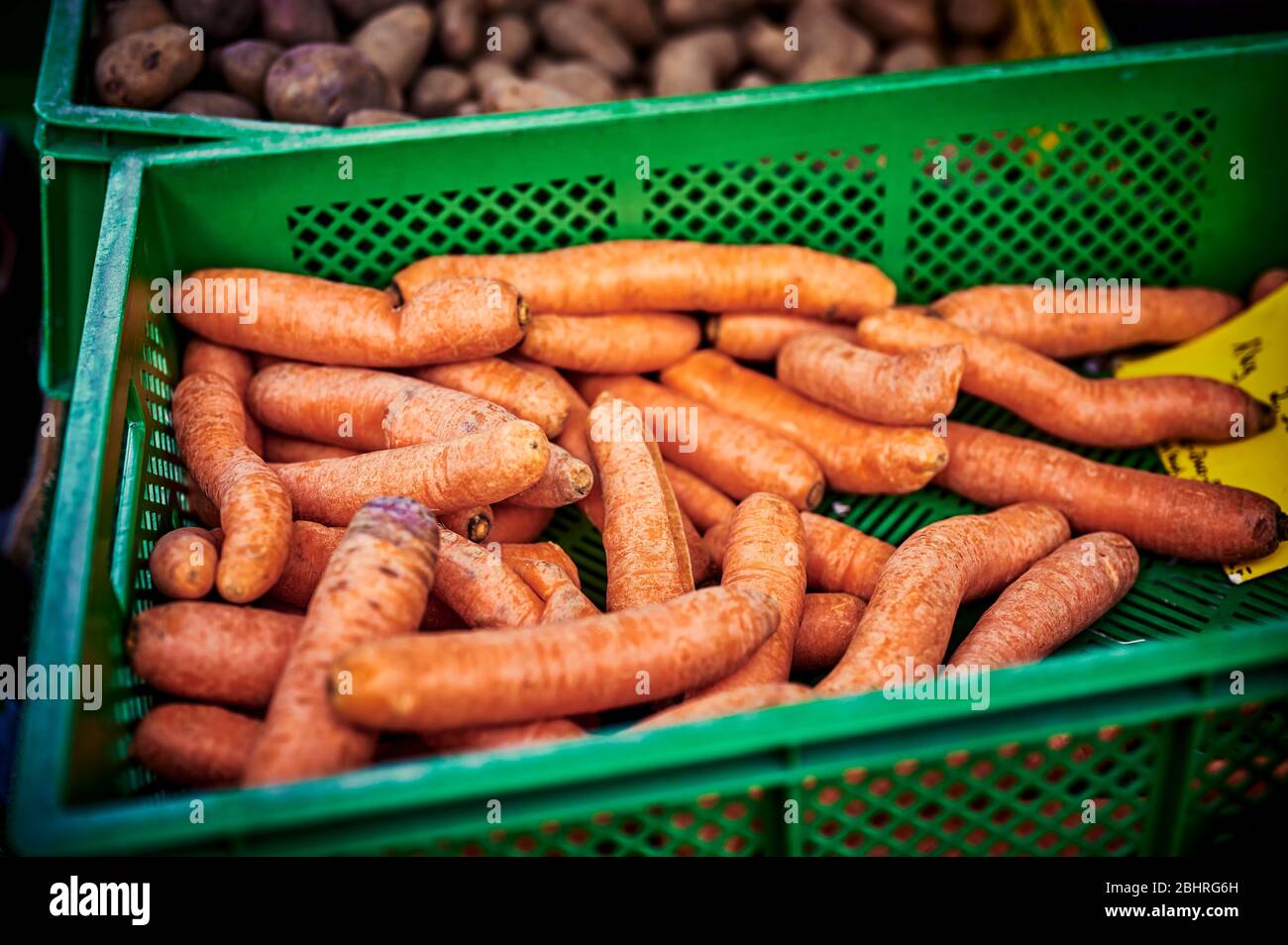Market display at a German weekly market with different types of ...