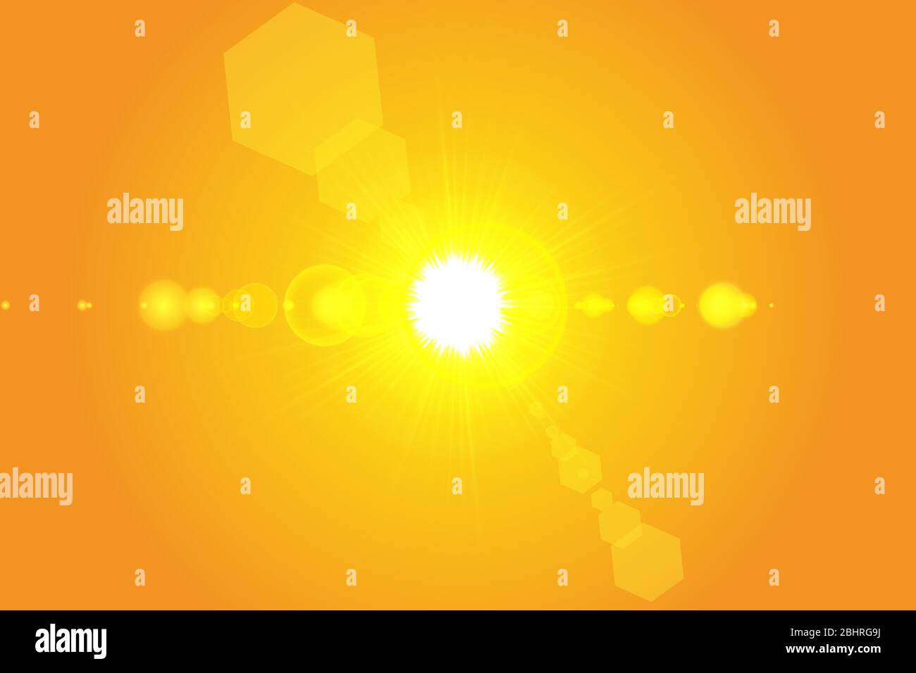 Warm sun on a yellow background. Summer. Glare. Solar rays Stock Vector ...