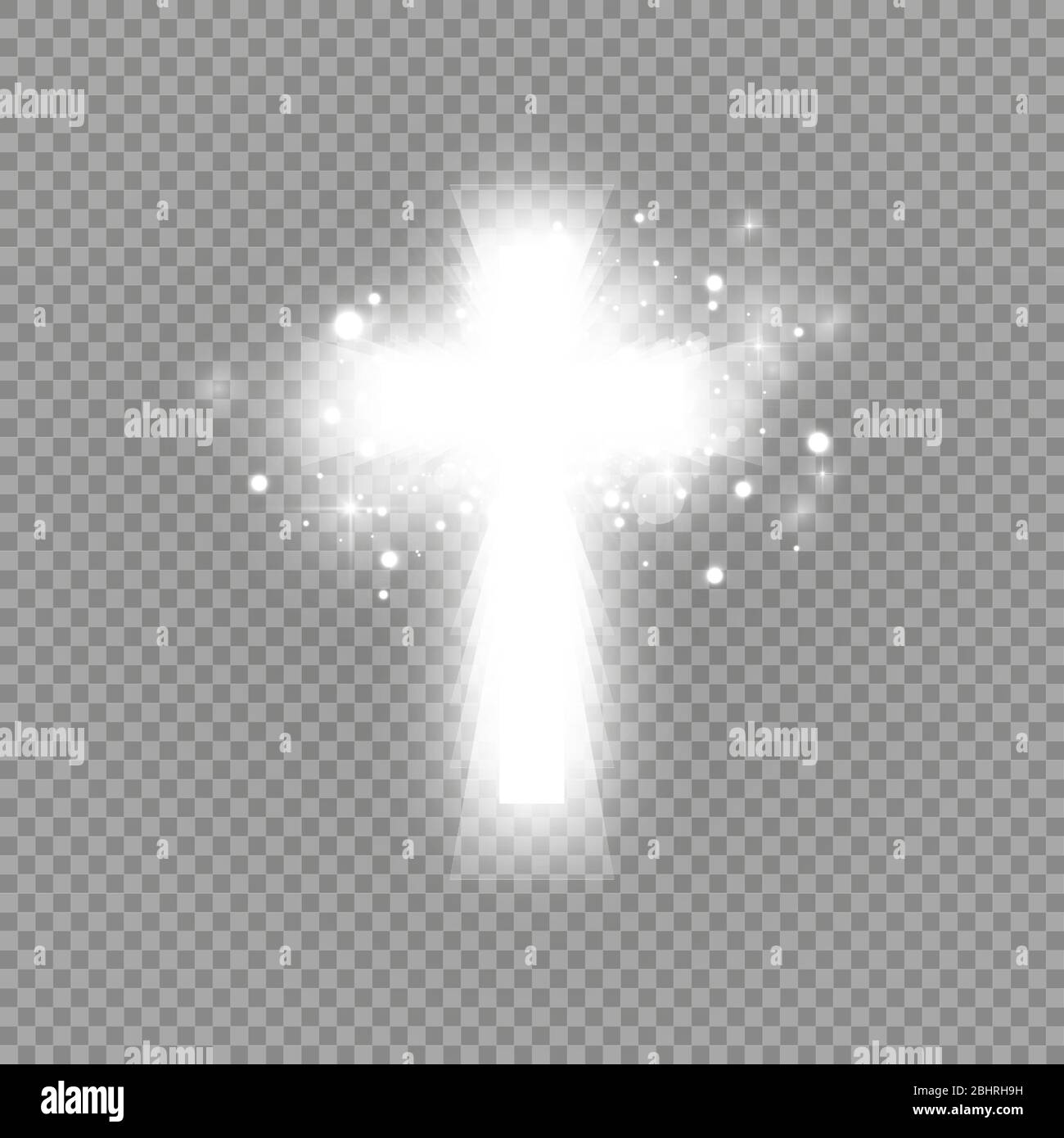 Shining white cross and sunlight special lens flare light effect on ...