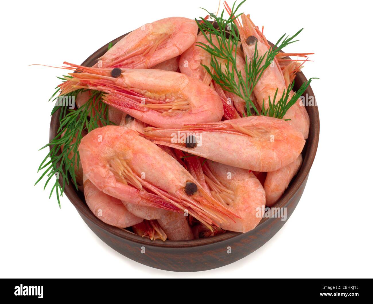 Fresh cooked shrimp in a plate isolated on white background Stock Photo ...